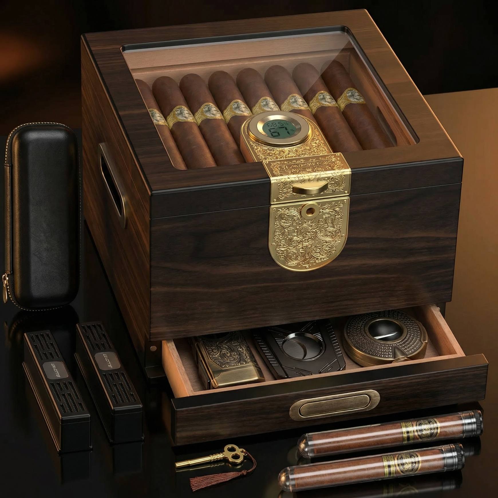 The Founder's Kit Humidor Gift Set (40-50 Cigar Capacity) – Fluid And Fire