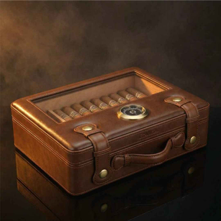Caja humidor de viaje para puros con tapa de vidrio - Fluid and Fire ...
